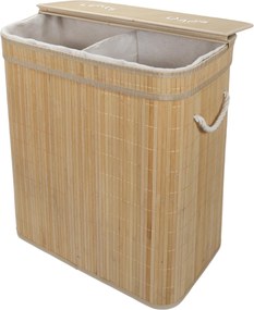 Bambusový koš na prádlo, dvoukomorový ARVI, 100 l