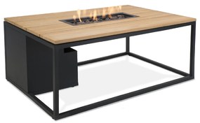 Stůl s plynovým ohništěm COSI- typ Cosiloft 120 černý rám / deska teak