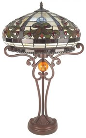 Hnědá stolní lampa Tiffany s okrasnou nohou Eye – 42x72 cm