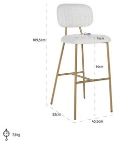 Bílá látková barová židle Richmond Xenia 79 cm