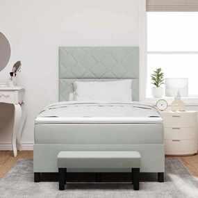 Postel s boxspringem s čelo Světle šedá 190 x 120 cm samet 3344564