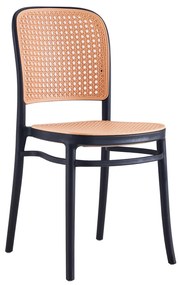 TEMPO Stohovatelná židle, černá/béžová, LENITA