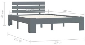 vidaXL Marketos Rám postele šedý masivní borovice 120 x 200 cm