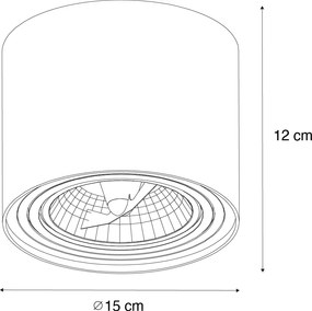 Sada 4 moderních černých otočných a naklápěcích stropních bodových světel AR111 - Rondoo Up