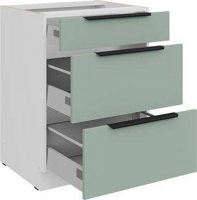 ARIA sb | dolní skříňka 60 D 3S zásuvková | 60 cm | PREMIUM BOX | bílá/aquamarine