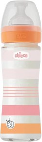 Chicco Láhev kojenecká sklo Well-being silikon 240 ml Kluk