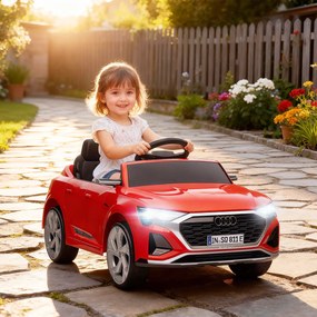 AIYAPLAY Elektrické auto pro děti od 3 let Audi Q8 etron Sportback 12V s baterií a dálkovým ovládáním, jarní odpružení, světla, klakson a hudba červe…