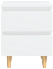 Noční stolek s nohami z masivní borovice bílý 40 x 35 x 50 cm - Default Title