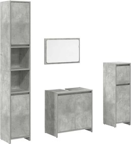 4dílný set koupelnového nábytku betonově šedý kompozitní dřevo 3324849