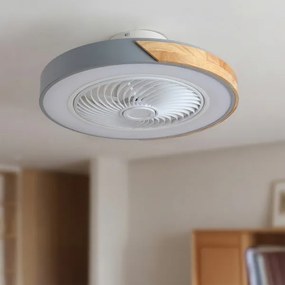 Brilagi - LED Stmív. svítidlo s ventilátorem LED/38W/230V 50 cm šedá/dub + DO