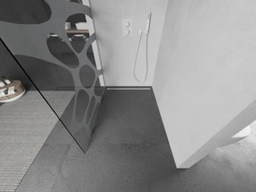 Mexen Kioto, Walk-In sprchová zástěna 110 x 200 cm, 8mm sklo čiré/bílý vzor, bílý profil, 800-110-101-20-97
