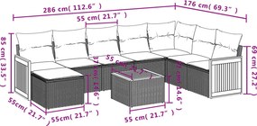 9dílná zahradní sedací souprava s poduškami šedá polyratan 3260338