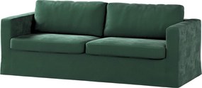 Potah na pohovku IKEA Karlstad 3-místná, nerozkládací, dlouhý barva zelená látka lesklé, sametová