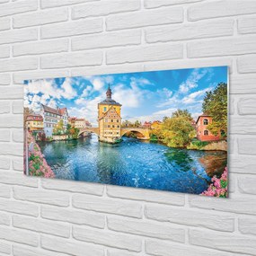 akrylový obraz Německo staré město říční mosty 100x50 cm
