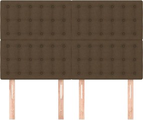 Čelo postele tmavě hnědé 144x5x118/128 cm látkové 3116767
