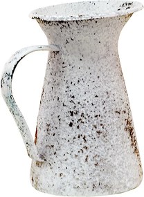 Šedý bílý antik dekorativní kovový džbánek - 12*12*20 cm