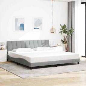 Rám postele bez matrace Hanko světle šedý 200 x 200 cm textil 3310412