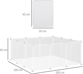Výběh PawHut pro volný výběh DIY síťový výběh pro malá zvířata 105x105x45cm 12 panelů bílý pro vnitřní i venkovní použití | Aosom.de