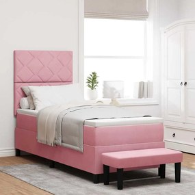 Postel s boxspringem s čelo Růžová 200 x 80 cm samet 3344545