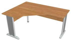 Stůl ergo lomený pravý 160×120/60 cm - Hobis Cross CEV 60 P Dekor stolové desky: olše, Dekor lamino podnože: olše, Barva nohou: Stříbrná