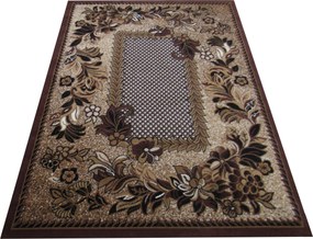 DY Hnědý koberec s květinovým vzorem Alfa 01 Rozměr: 40x60 cm