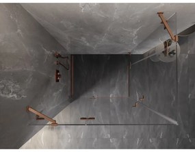 Mexen Lunar Duo, výklopný sprchový kout 100 x 70 cm, 8mm čiré sklo, profil měděná matná, 834-100L-070P-65-00