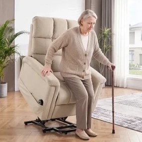 HOMCOM elektrické křeslo pro vstávání, elektrické relaxační křeslo s sametovým potahem a sklopným opěradlem, dálkové ovládání, hnědá
