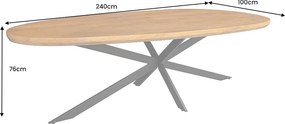 Oválný jídelní stůl Maalik Honey 240 cm hnědá akácie