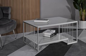 Konferenční stolek Kayseri 90 cm mramor/stříbrný
