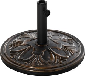 Stojan na slunečník Outsunny 13 kg – Stojan na slunečníky s držákem pro tyče průměru 35 mm/38 mm/48 mm do zahrady, na balkon, starožitný bronz