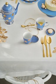 Pip Studio Dot Delight Light Blue-Gold hrnek bez ucha s odkládacím táckem 290ml, modro-zlatý (hrnek bez ucha z tenkostěnného porcelánu)
