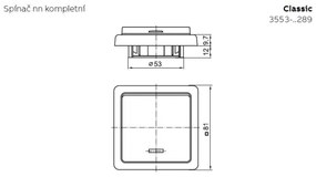 ABB Classic tlačítko č.1/0S hnědá 3553-91289 H3 se signalizační doutnavkou