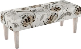 Dlouhá lavička 100x40cm barva šedá látka pletený vzor, vzorované