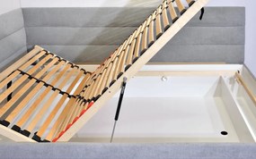 Rohová čalouněná postel Niobe, s úložným prostorem, 120x210 cm