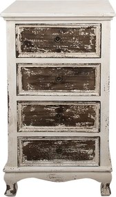 Bílo-hnědá antik dřevěná komoda se šuplíky Vivvien - 44*35*81 cm