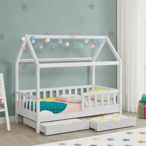 InternetovaZahrada - Dětská postel Marli 80 x 160 cm s úložným prostorem - bílá