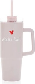 Vlastní text na cestovní termosku s průhledným víčkem