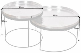 INVICTA INTERIOR Konferenční stolek AUREA TRAY sada 2 vyjímatelných táců s efektem tahu kladívka zlatá