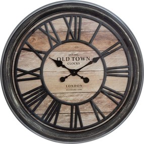 3D nástěnné hodiny Old Town 50 cm hnědé