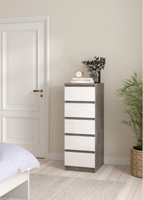Komoda Simplicity 40 x 50 x 111,5 cm, šedá / bílý lesk