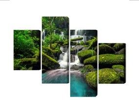 Vícedílný obraz Krásný Vodopád V Džungli Nedostatek Nedostatek Plátno Canvas 160x100