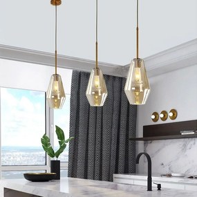 Toolight - skleněná stropní svítilna Amber APP439-1CP, zlatá, OSW-00570
