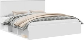 Rám postele s čelo Bílá 200 x 200 cm Masivní borové dřevo 3409309