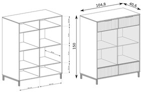 STYLES k | vitrína LS-8 | 105 cm | 3D povrch | s držákem na skleničky | s LED osvětlením | kašmír