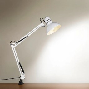 Bílá stolní lampa s ohybatelnou konstrukcí/s klipem (výška 73,5 cm) Tajo – Trio