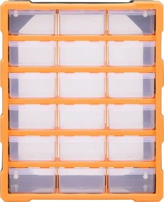 vidaXL Organizér s 18 středně velkými zásuvkami 38 x 16 x 47 cm [149597] Barva: oranžová a černá