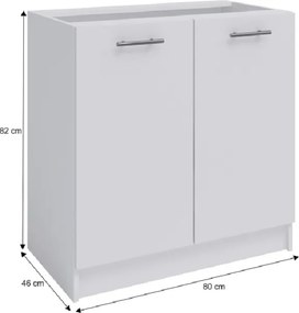 Tempo Kondela Spodní kuchyňská skříňka FABIANA S-80, 2-dveřová, bílá