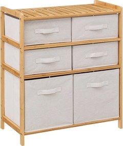 Bambusový regál TIDY s textilními košíky, výš, 78,5 cm