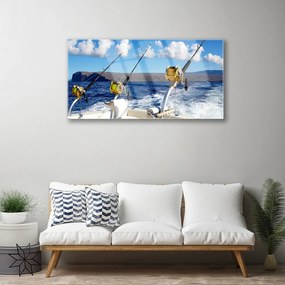 akrylový obraz Rybaření Moře Krajina 100x50 cm