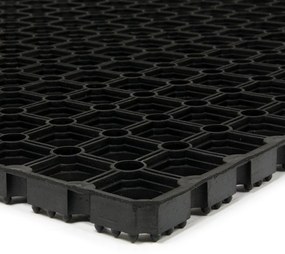 Gumová čistící venkovní vstupní rohož na hrubé nečistoty Honeycomb, FLOMAT - délka 100 cm, šířka 150 cm a výška 2,2 cm
